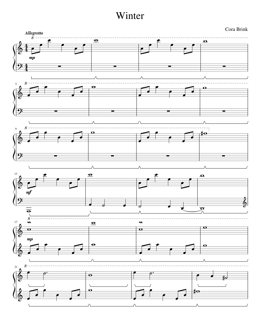 Winter - Cora Brink Sheet music for Piano (Solo) | Musescore.com