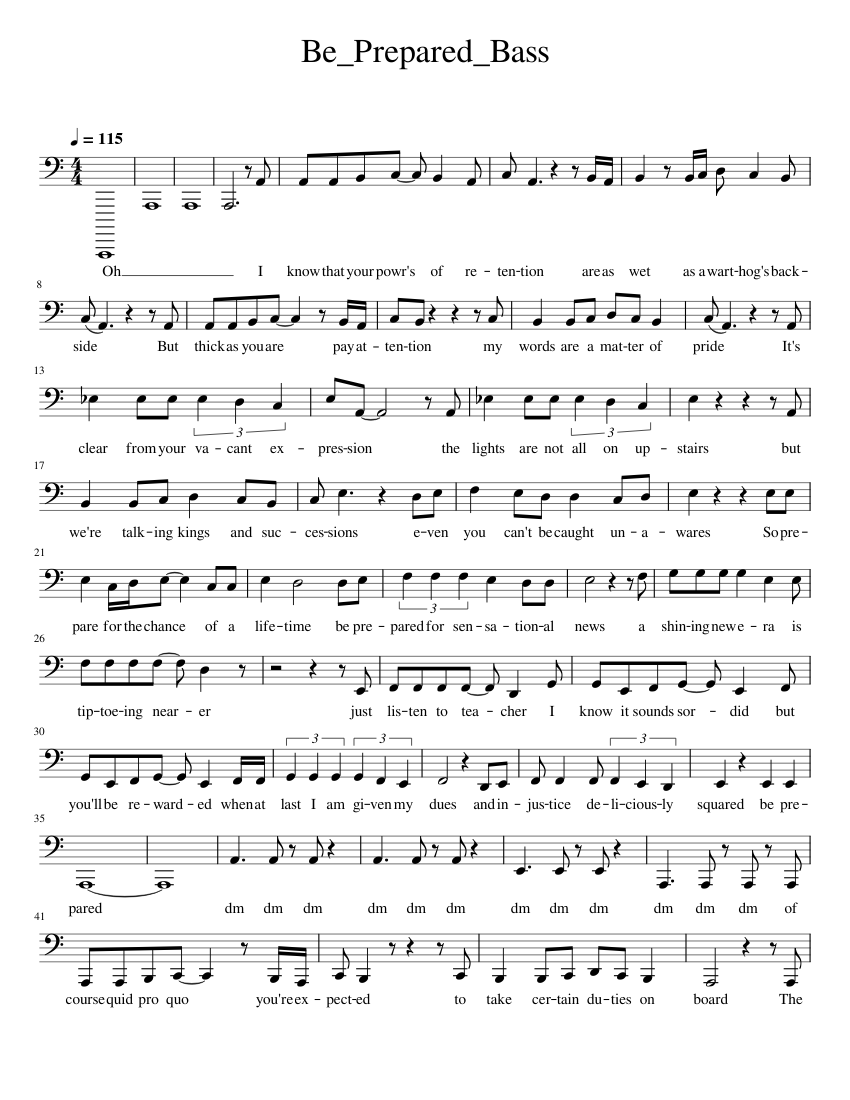 Be prepared – Elton John Be_Prepared_Bass 88keys Sheet Music for Piano ...