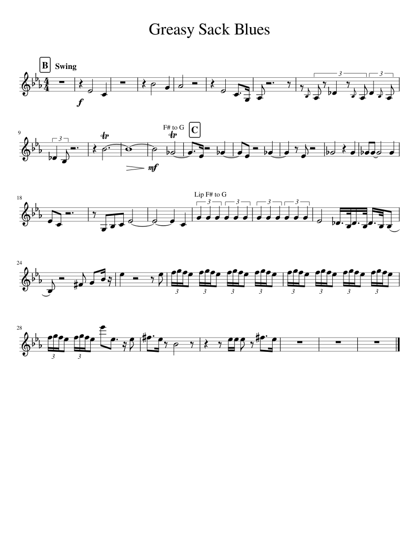 Greasy Sack Blues (WIP) Sheet music for Clarinet in b-flat (Solo ...