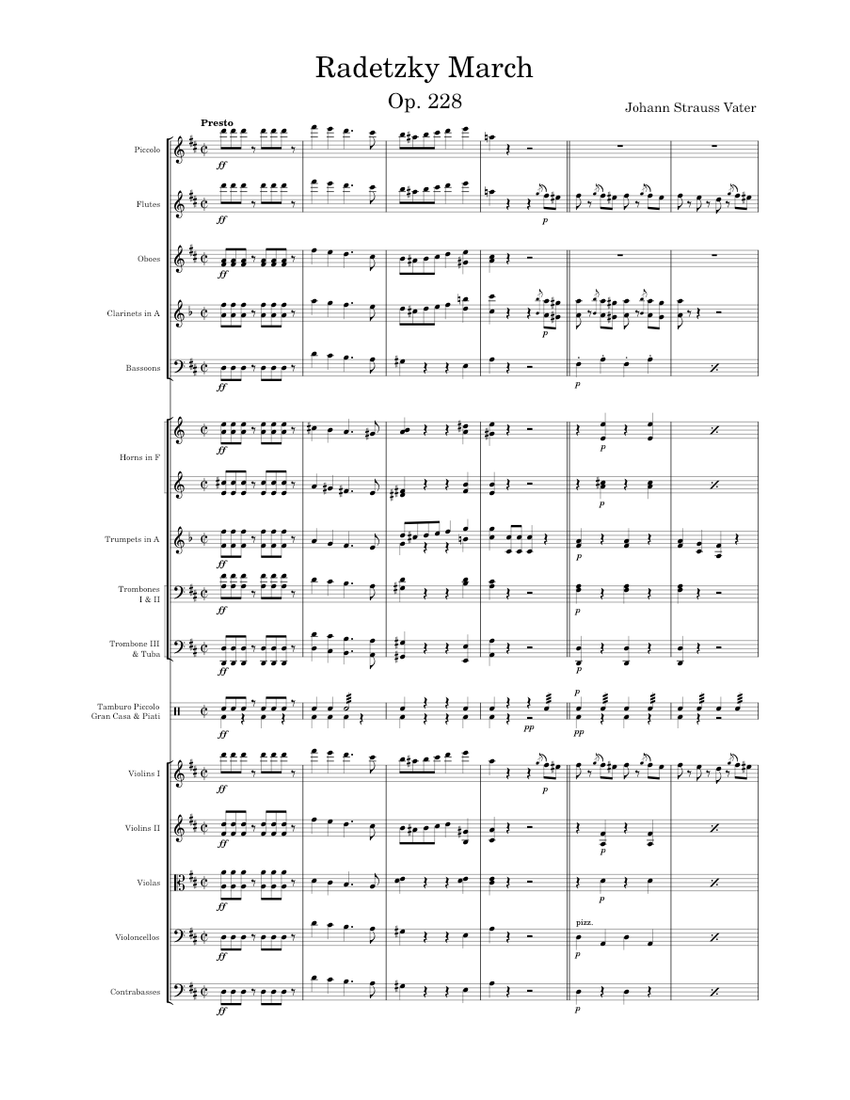Radetzky March - Johann Strauss (Vater) Sheet music for Trombone, Flute ...
