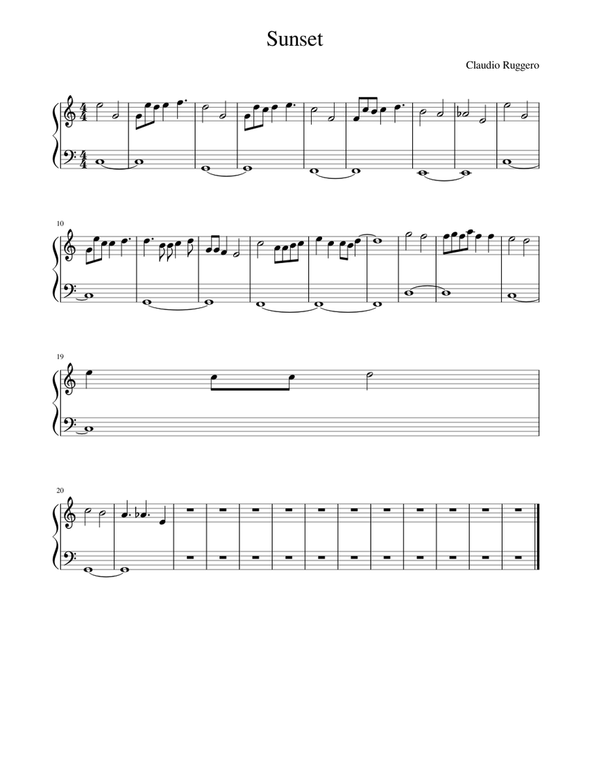 Sunset Sheet music for Piano (Solo) Easy | Musescore.com
