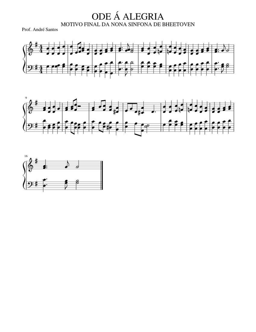 ODE Á ALEGRIA Sheet Music for Piano (Solo) Easy | MuseScore.com