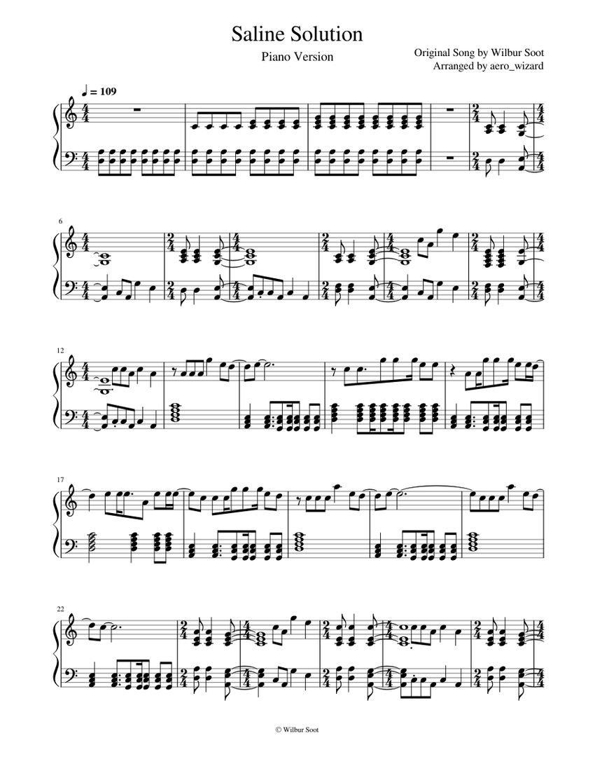 Saline Solution - Wilbur Soot Sheet music for Piano (Solo) | Musescore.com