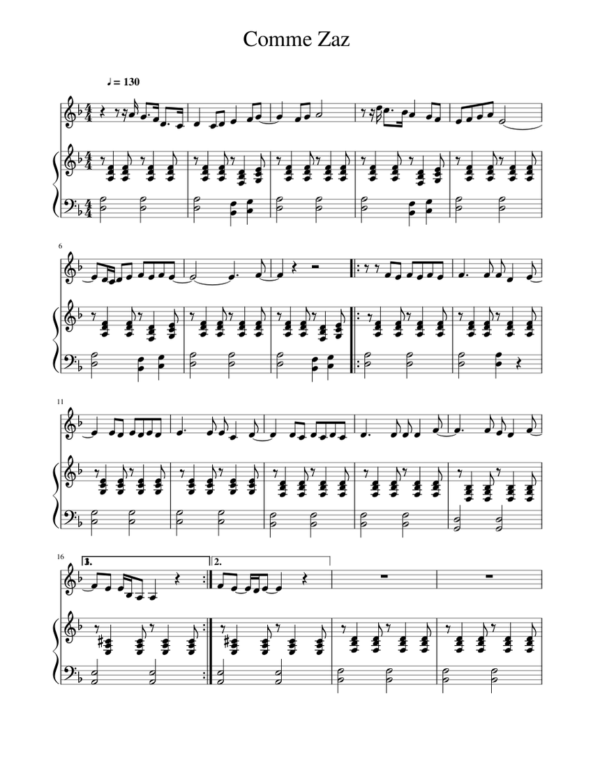 Je veux de Zaz Sheet Music for Piano, Vocals (Piano-Voice) | MuseScore.com