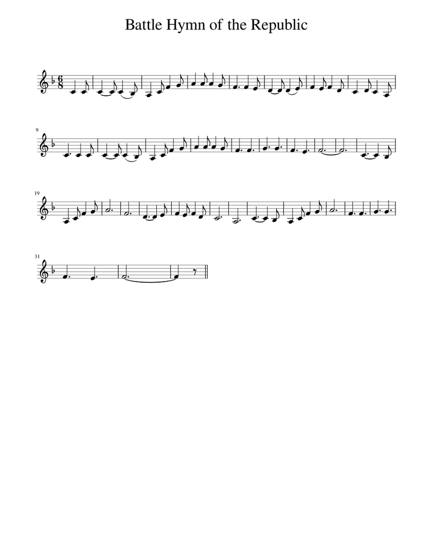 Battle Hymn of the Republic Sheet music for Piano (Solo) | Musescore.com