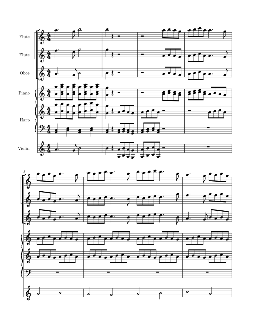 Piece by Piece Sheet Music for Piano, Flute, Oboe, Violin & more instruments (Piano Sextet ...