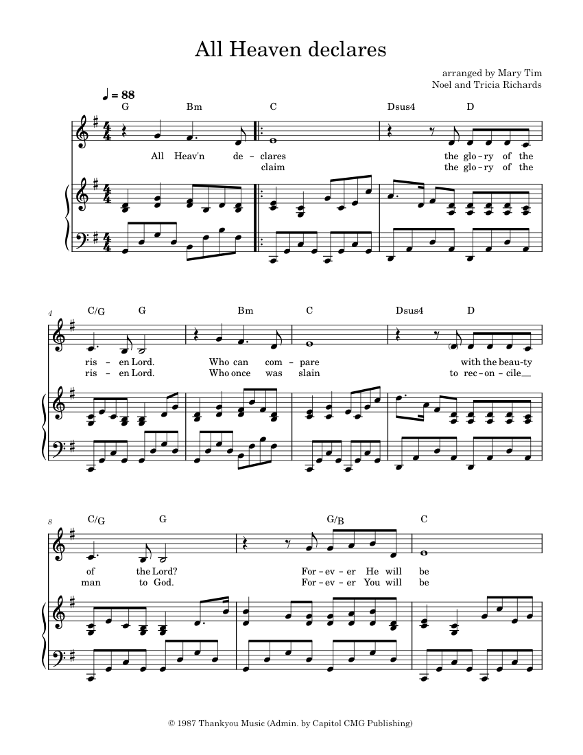 All heaven declares – Noel and Tricia Richards Sheet music for Piano ...