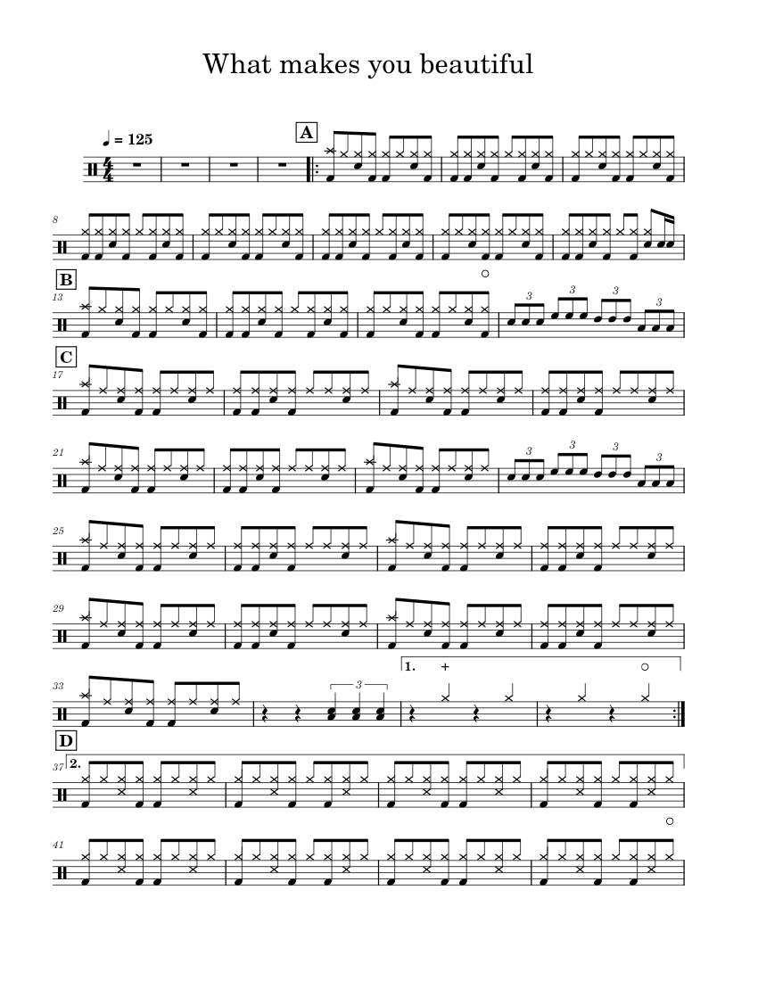 What makes you beautiful Sheet Music for Drum group (Solo) | MuseScore.com