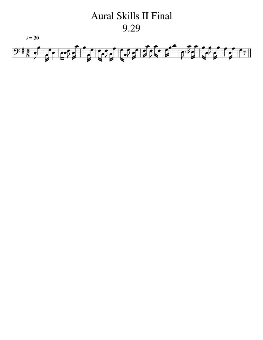 Aural Skills Final 9.29 Elon Sheet music for Piano (Solo) Easy ...