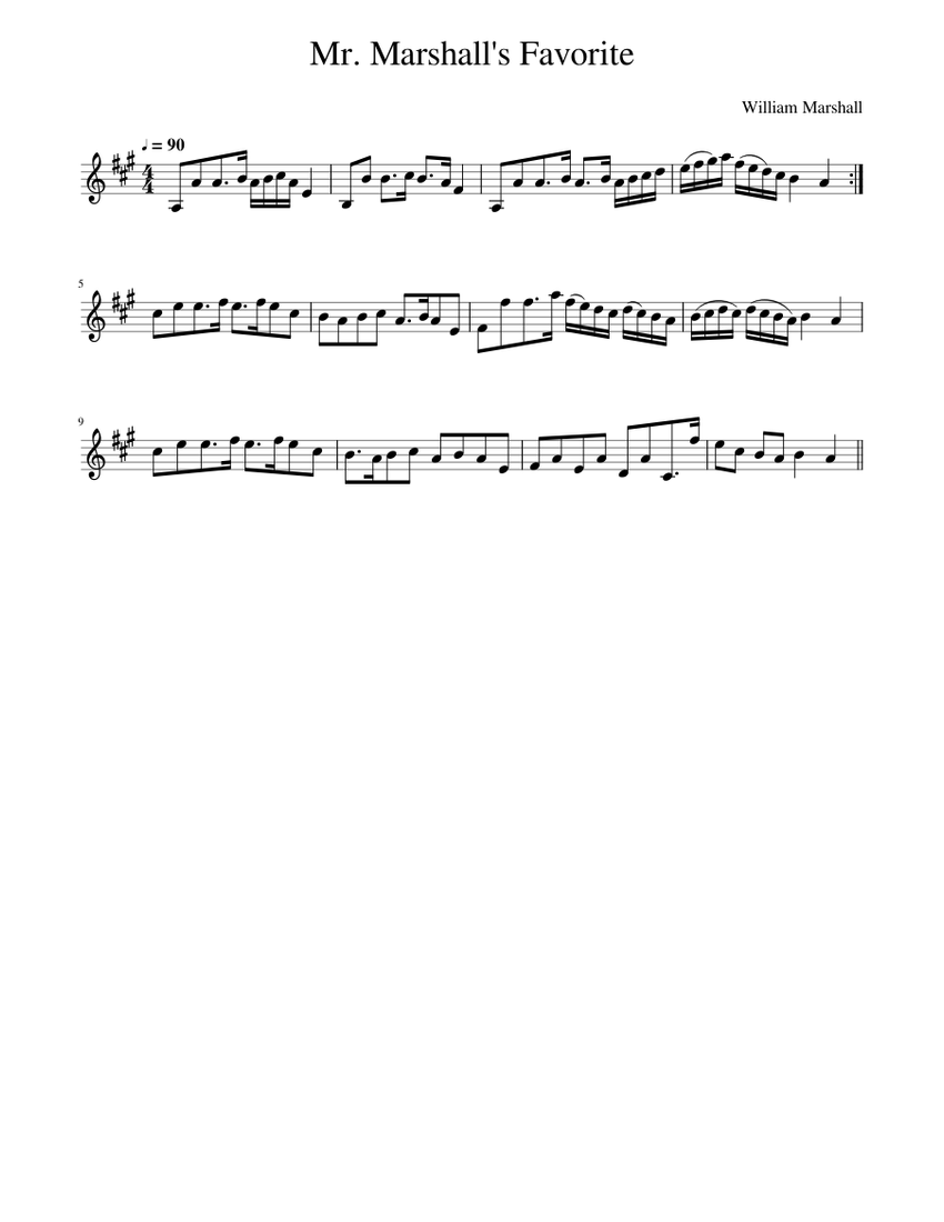 William Marshall - Mr. Marshall's Favorite Sheet music for Piano (Solo ...