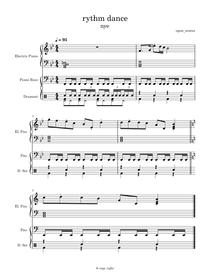 rythm dance Sheet music for Piano, Drum group (Mixed Trio) | Musescore.com