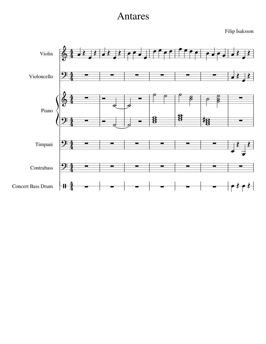 Antares Sheet music for Piano, Contrabass, Timpani, Violin & more ...