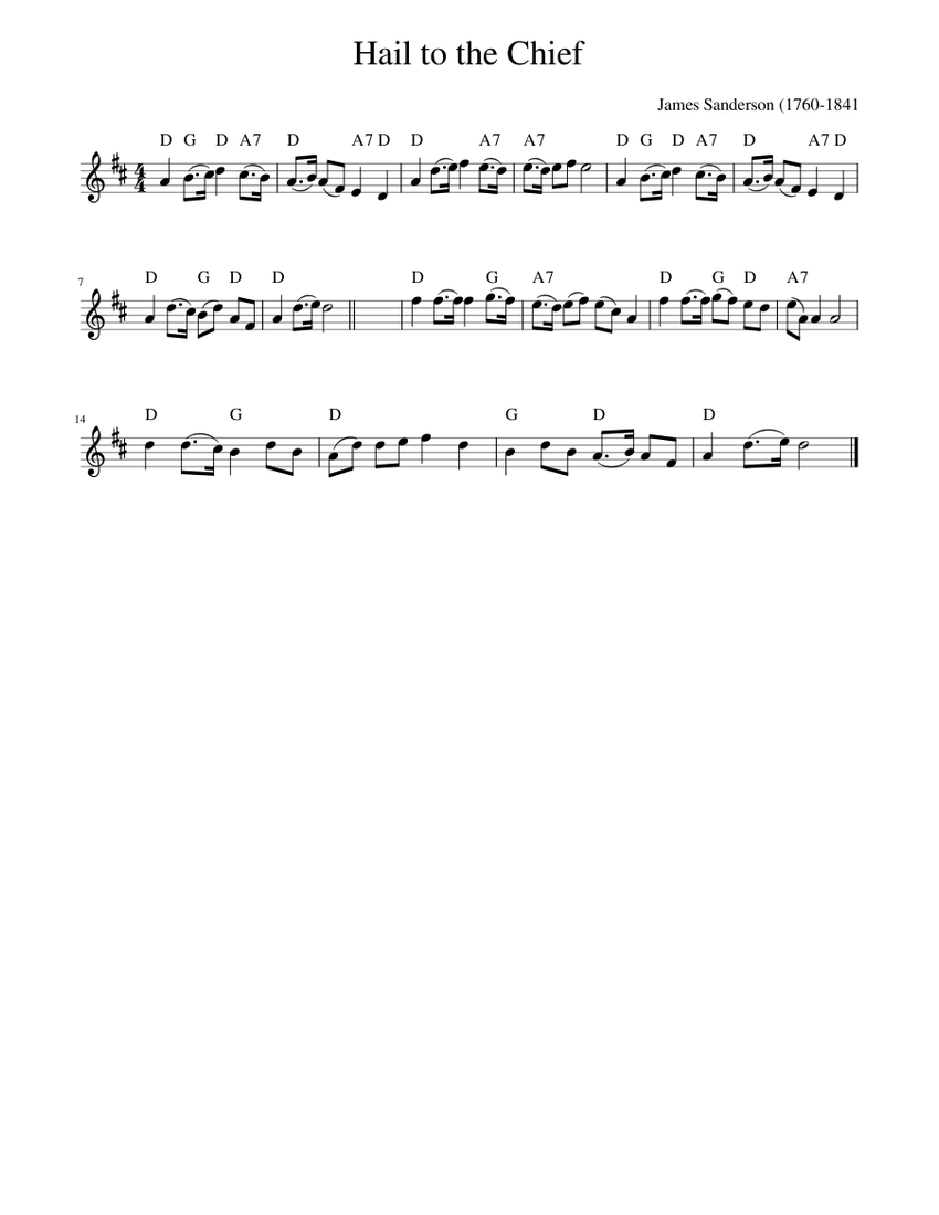 Hail to the Chief Sheet Music with Chords for Piano (Solo) easy ...