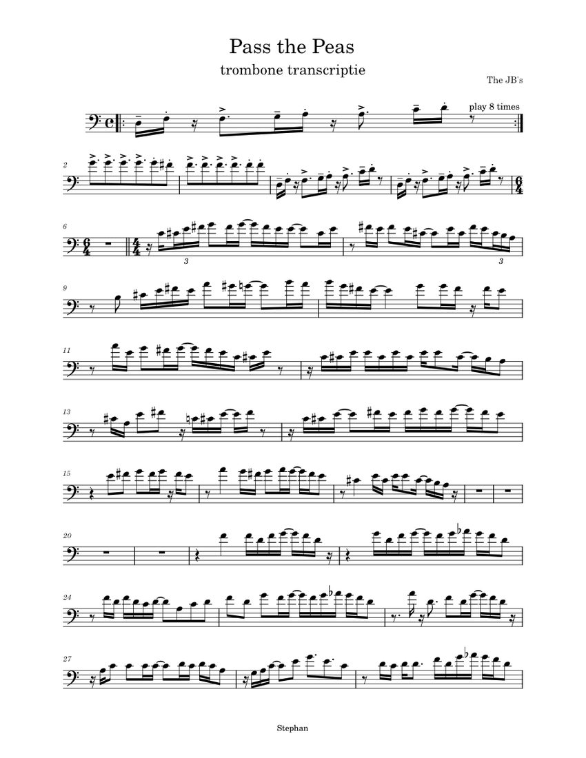 Pass The Peas – The J.Bs Pass_the_Peas Sheet music for Piano (Solo ...
