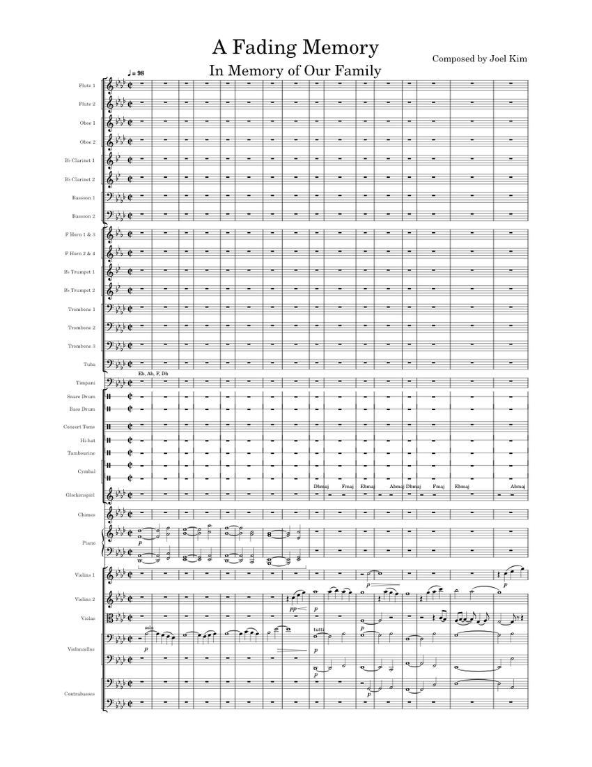 A_Fading_Memory Sheet music for Piano, Trombone, Tuba, Tambourine ...