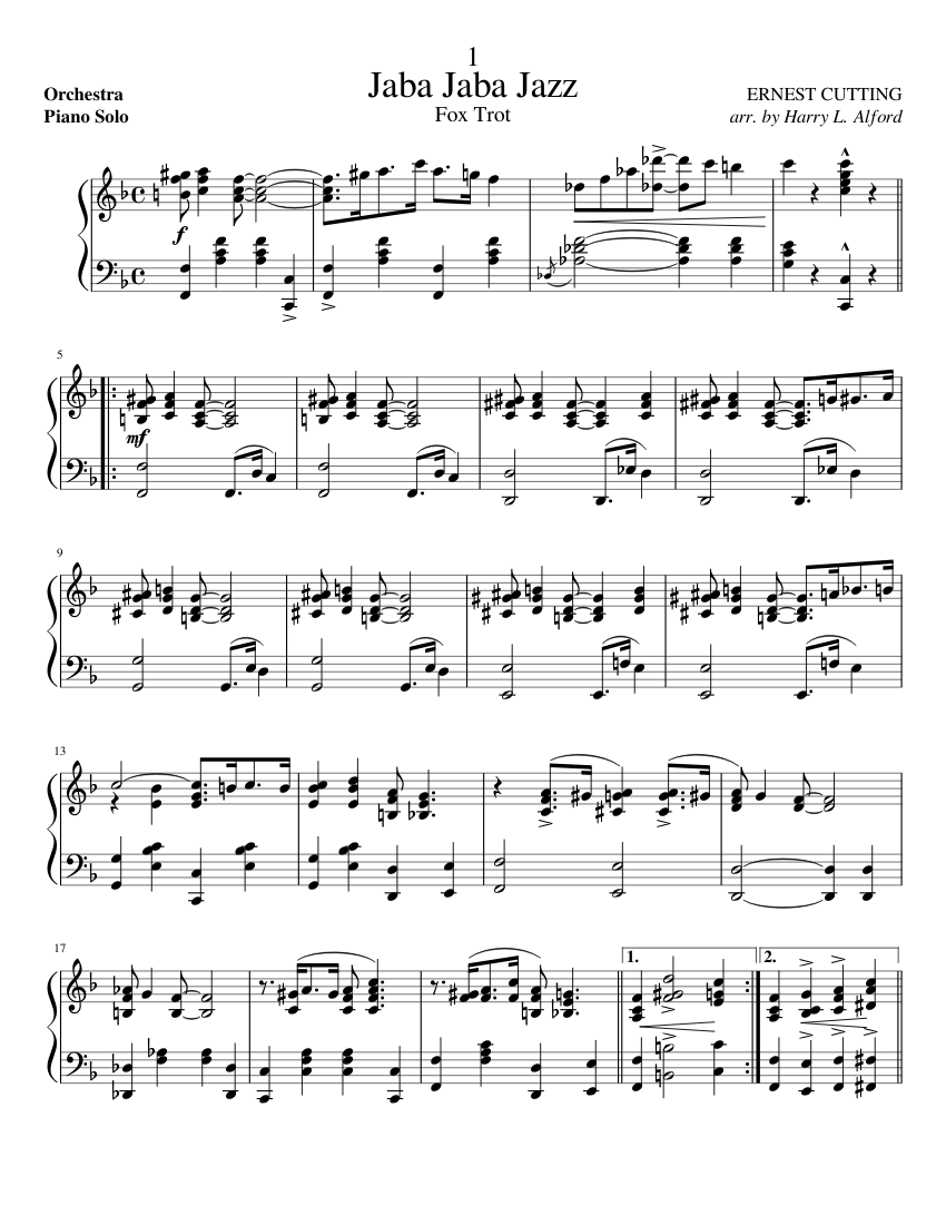 Jaba Jaba Jazz (1919) Sheet music for Piano (Solo) | Musescore.com