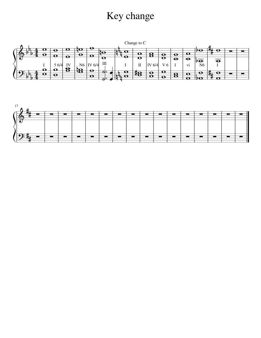 Key change Sheet music for Piano (Solo) Easy | Musescore.com