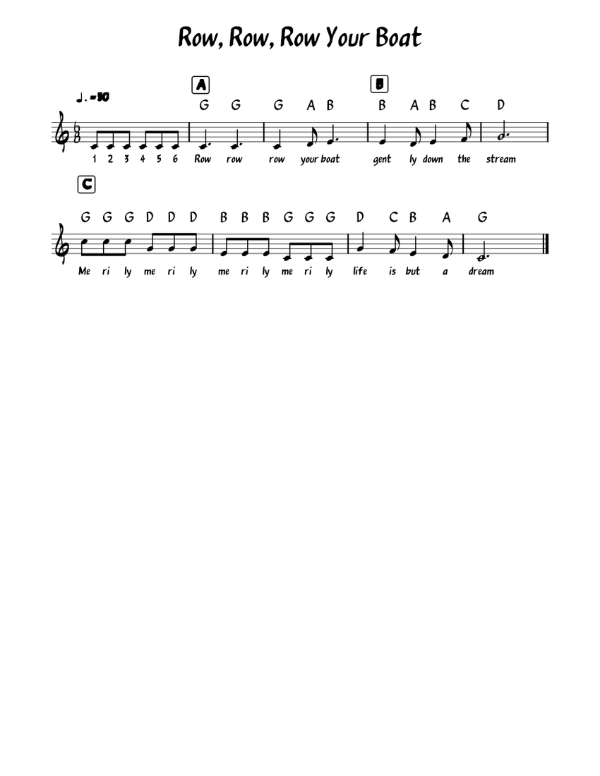 2020 Row, Row, Row Your Boat Sheet music for Piano (Solo) Easy ...