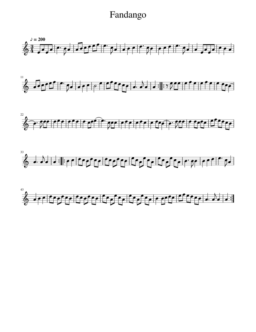 Fandango Sheet music for Piano (Solo) | Musescore.com
