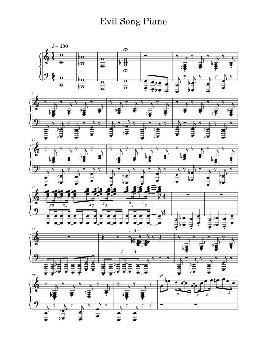 Evil song piano Sheet music for Piano (Solo) | Musescore.com