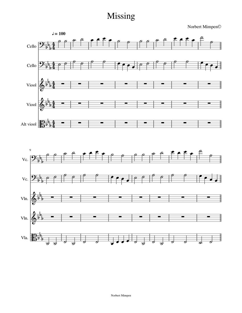 Missing Sheet music for Violin, Viola, Cello (String Quintet ...