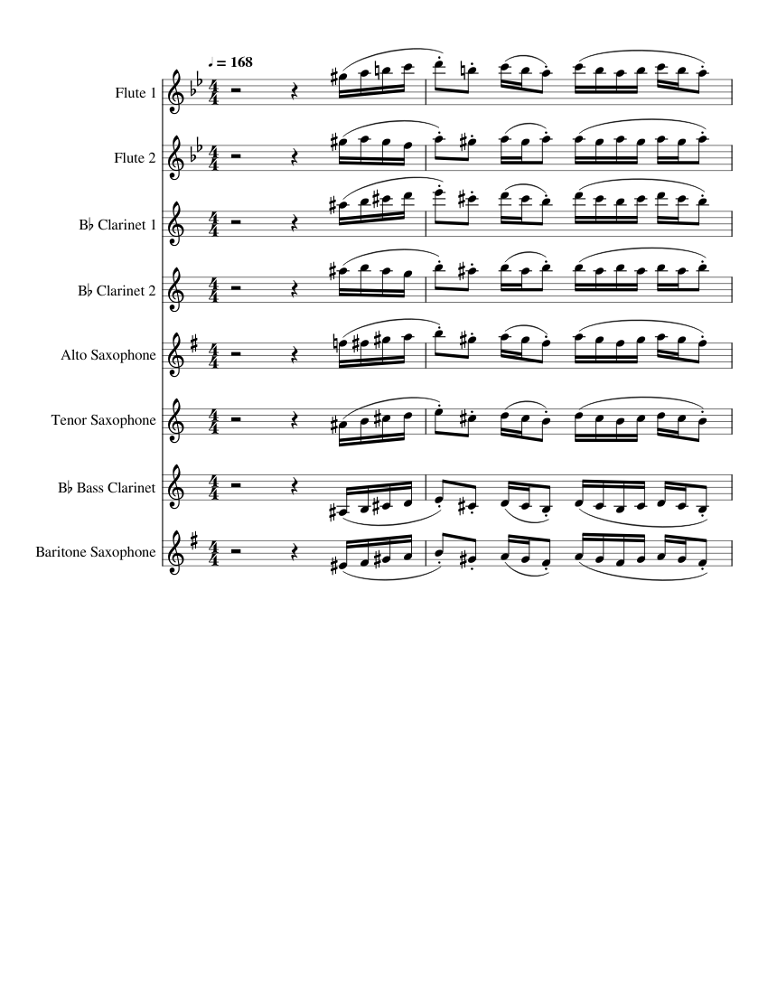 Woodwind Feature Sheet music for Flute, Clarinet in b-flat, Clarinet ...