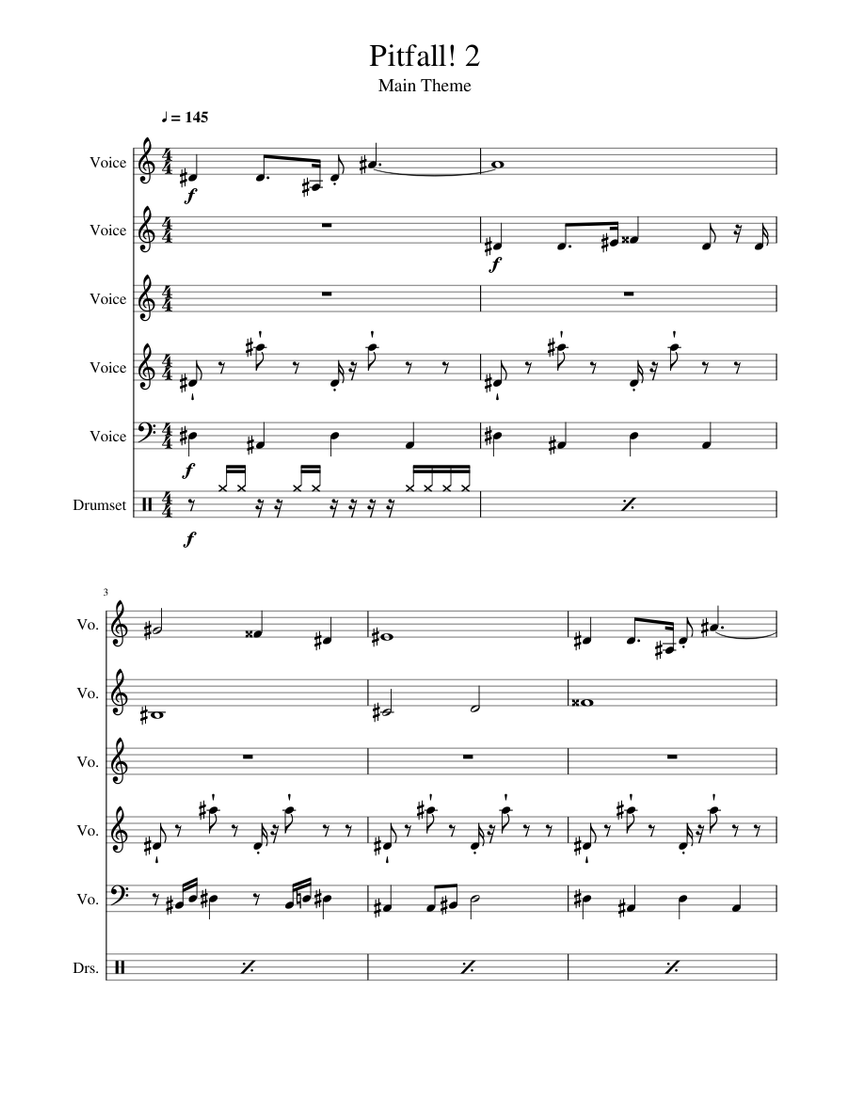 Main Theme (Pitfall! 2) --Put the audio source-- Sheet music for Vocals ...