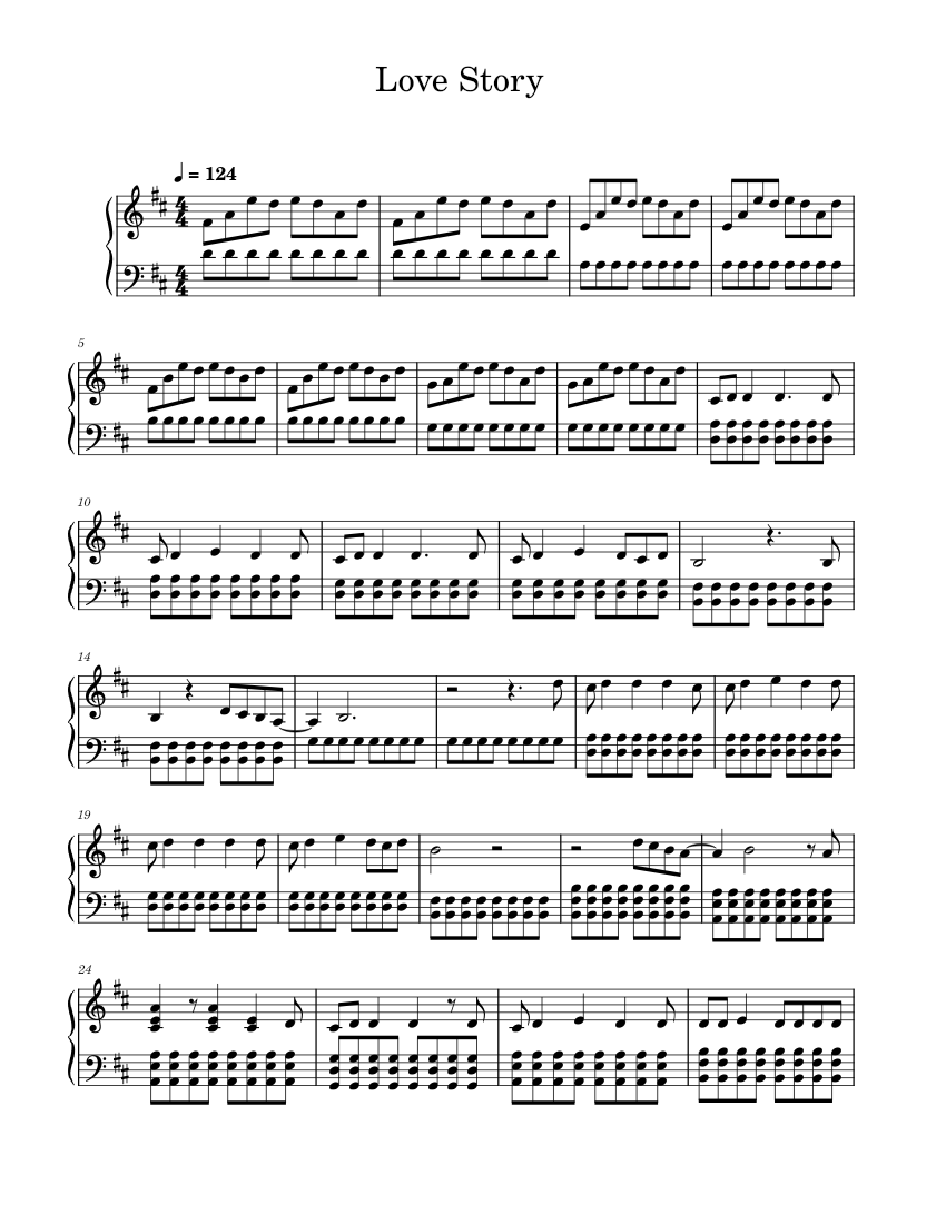 Love Story - Taylor Swift Sheet Music for Piano (Solo) | MuseScore.com