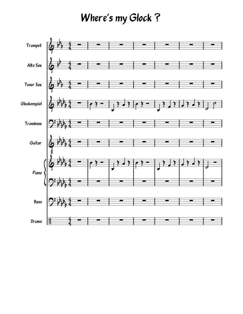Where's_my_Glock__ Sheet music for Piano, Trombone, Saxophone alto ...
