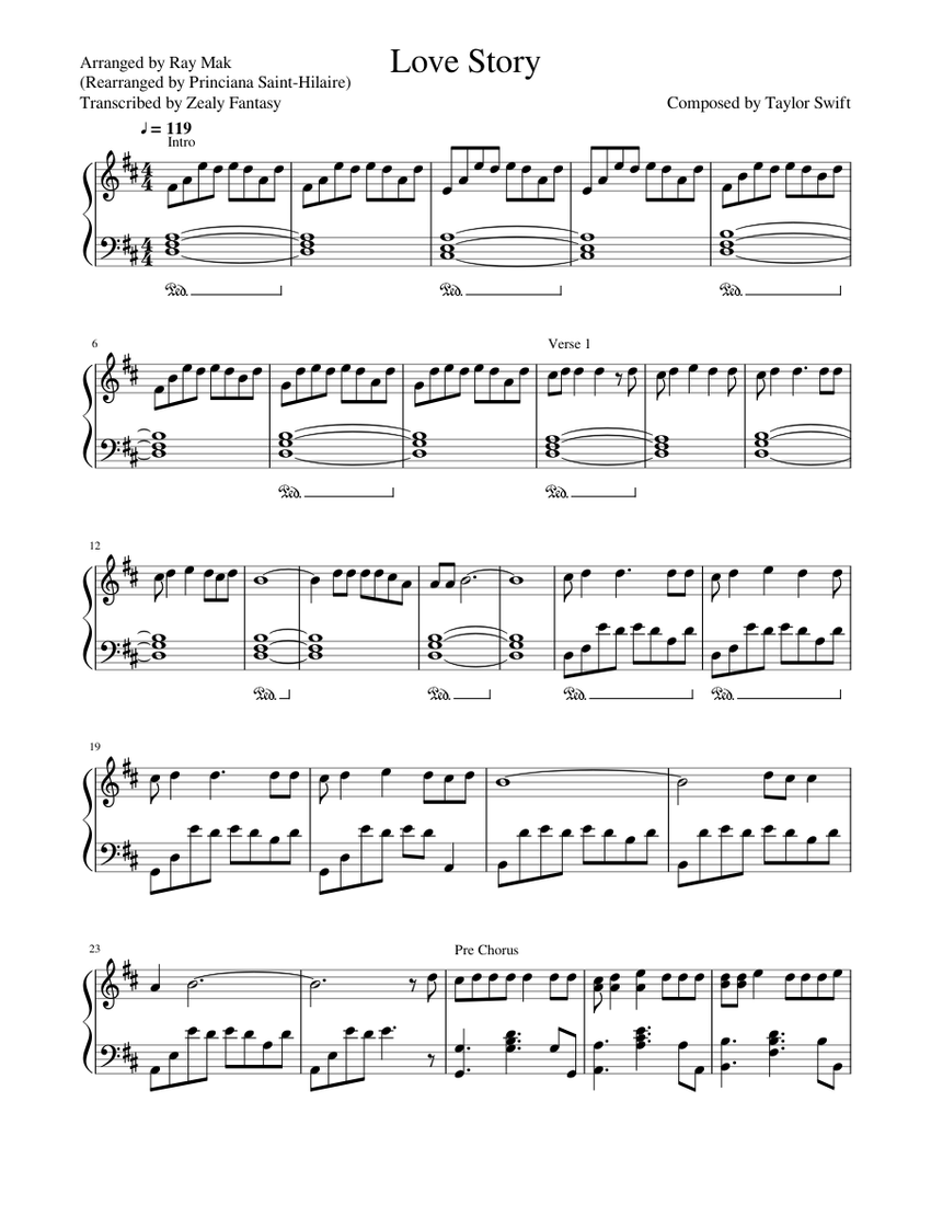 Love Story - Taylor Swift Sheet music for Piano (Solo) | Musescore.com