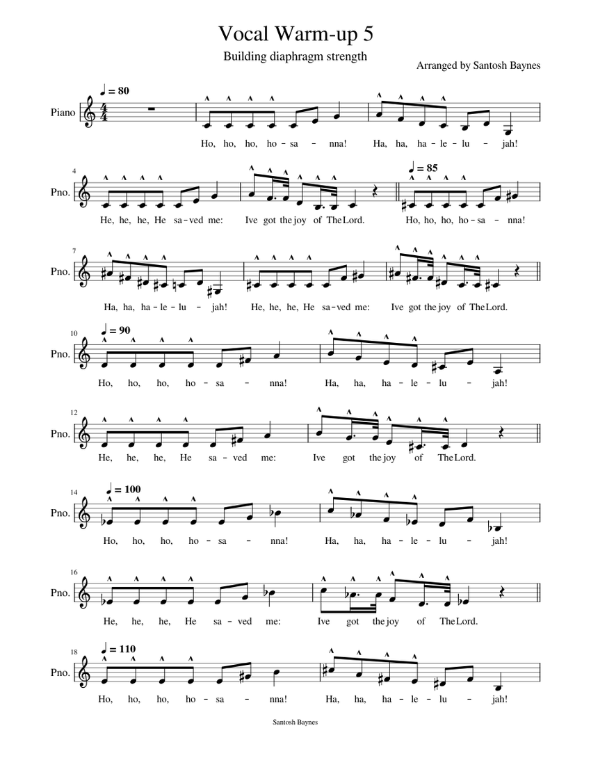 Vocal Warm-up 5 Sheet Music for Piano (Choral) | MuseScore.com