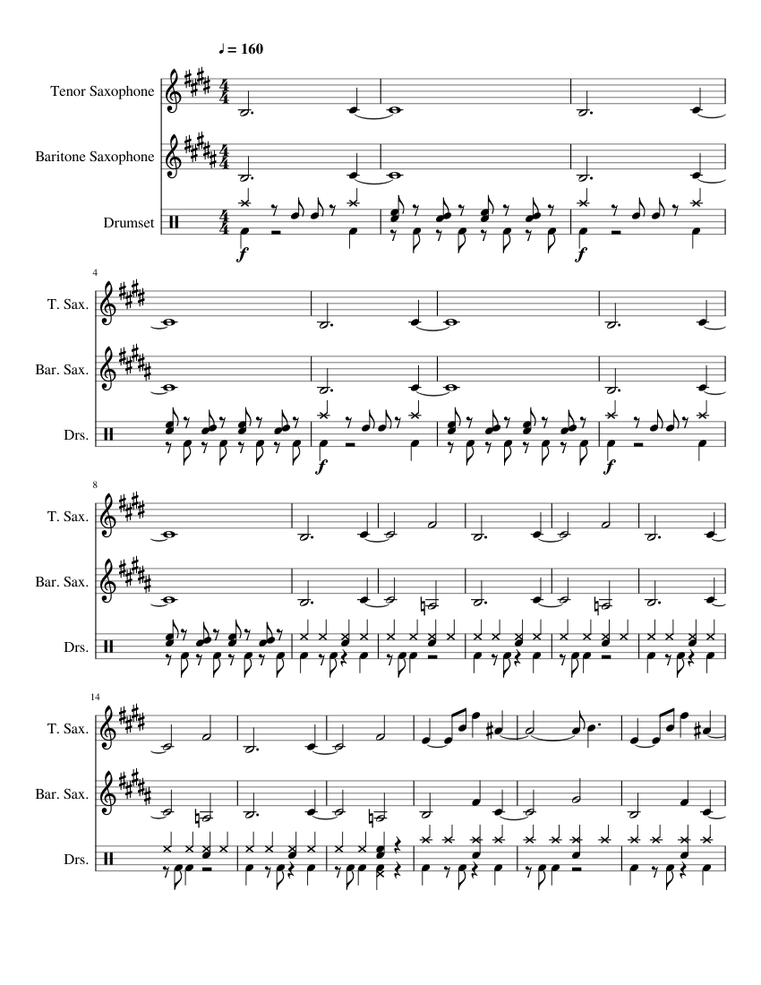 Destroy Sheet music for Saxophone tenor, Saxophone baritone, Drum group ...