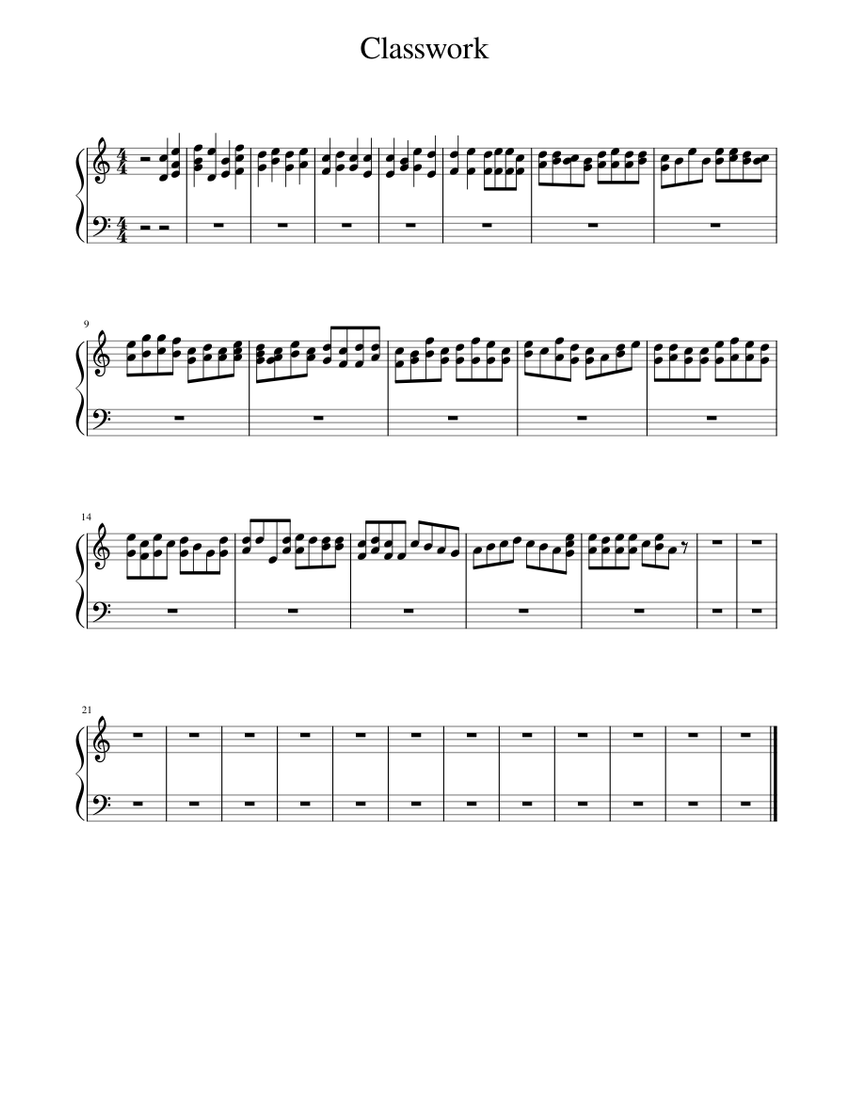 Classwork Sheet music for Piano (Solo) Easy | Musescore.com