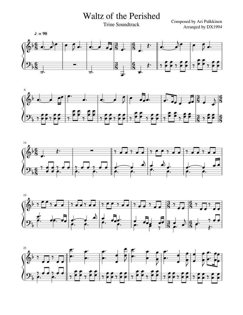 Waltz of the Perished (Trine OST) Sheet music for Piano (Solo) Easy ...