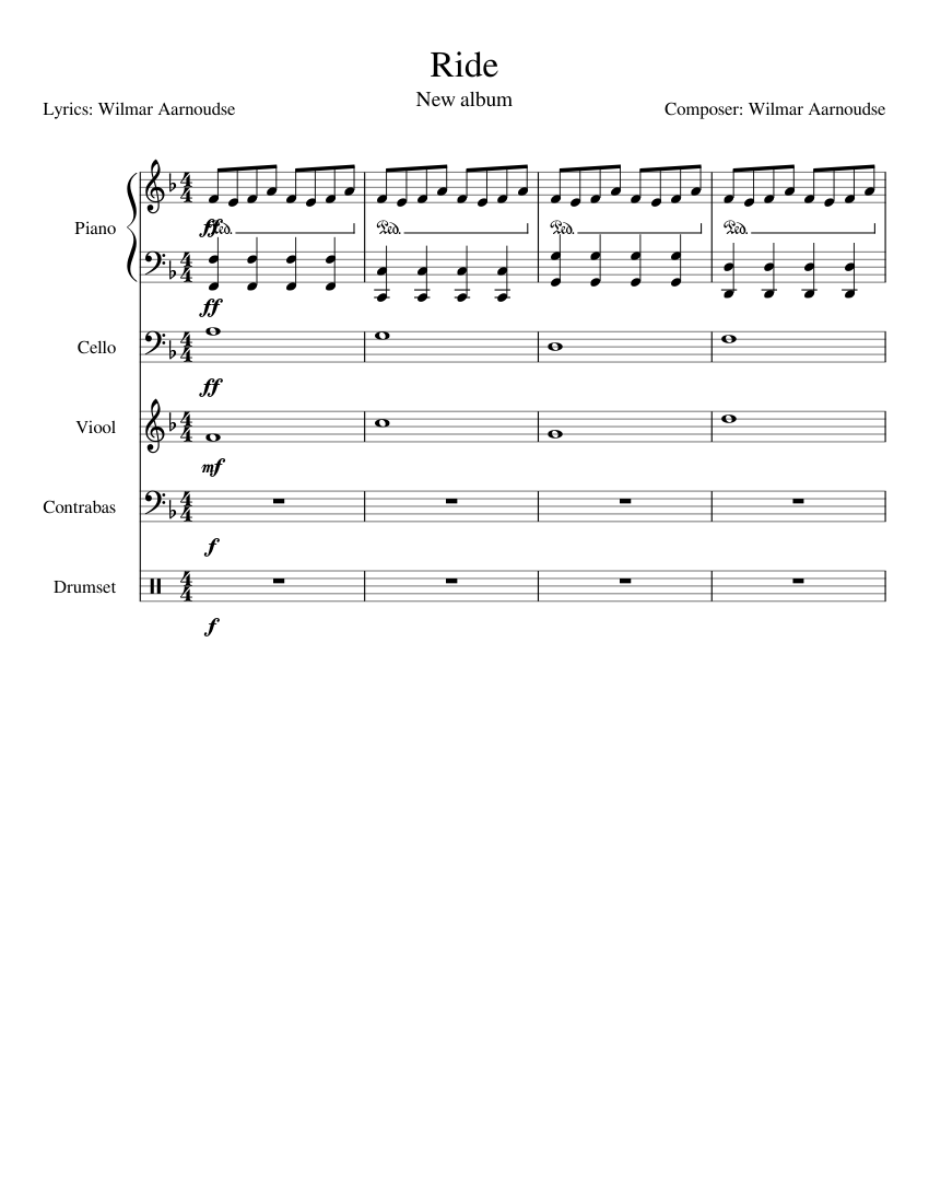 Ride Sheet music for Piano, Contrabass, Violin, Cello & more ...