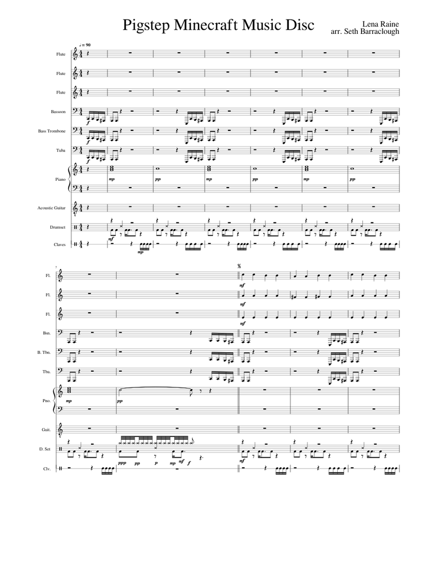 Pigstep Minecraft Music Disc Sheet Music for Piano, Tuba, Trombone bass ...