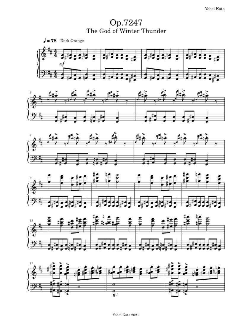 Op.7247 The God of Winter Thunder Sheet music for Piano (Solo ...