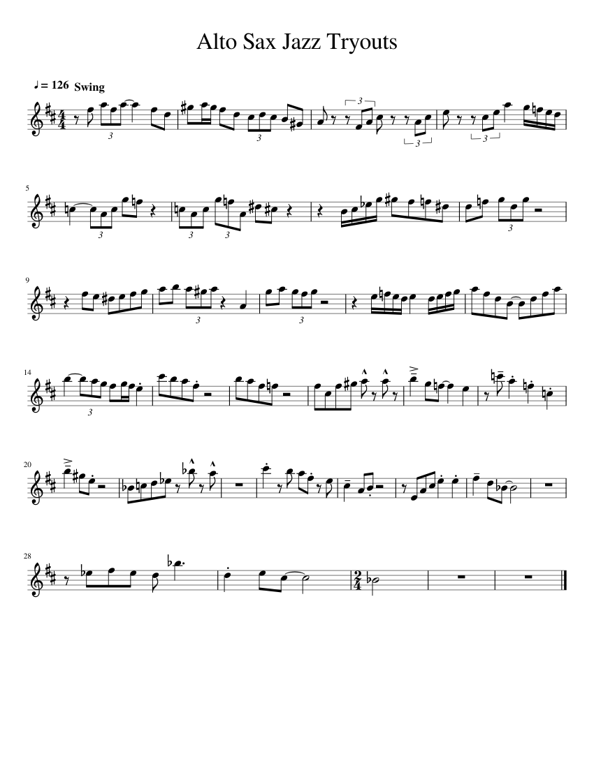 Alto Sax Jazz Tryouts Sheet Music for Saxophone alto (Solo) | MuseScore.com