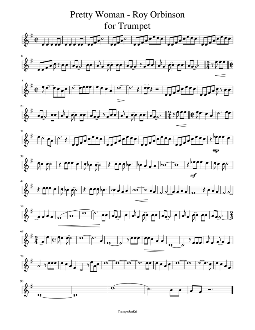 Pretty Woman - Roy Orbinson Sheet Music for Piano (Solo) | MuseScore.com