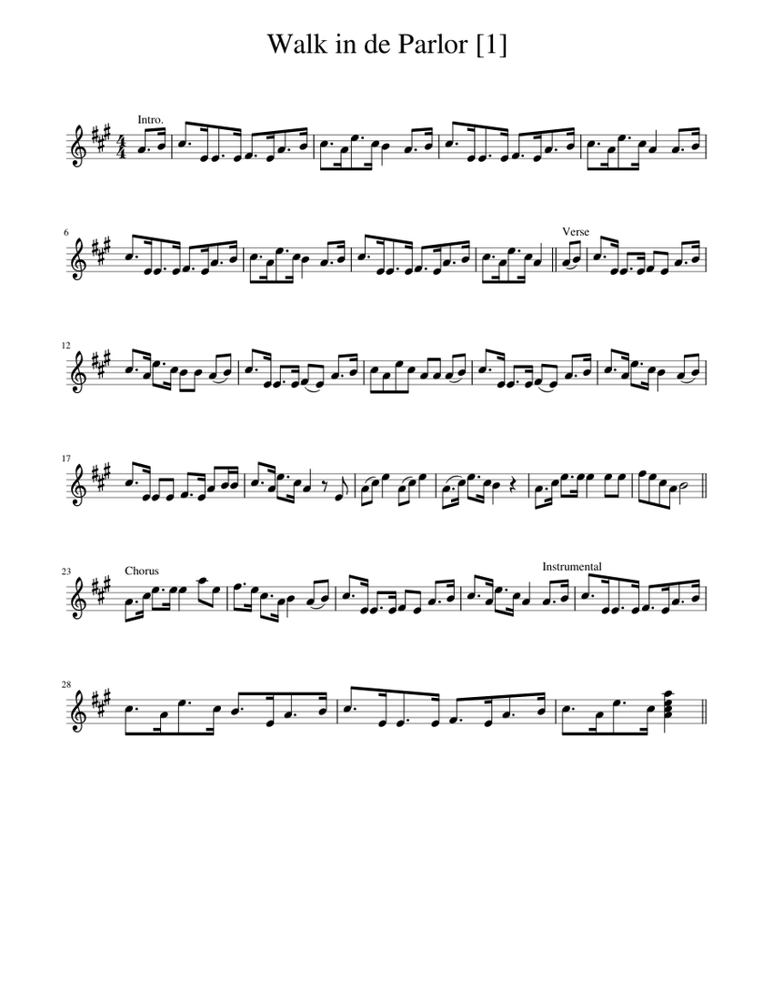 Walk in de Parlor Sheet music for Piano (Solo) | Musescore.com