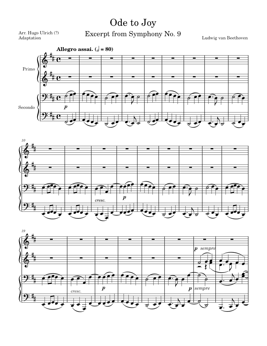 Ode to Joy – Ludwig van Beethoven / Adaptation from a transcription for ...