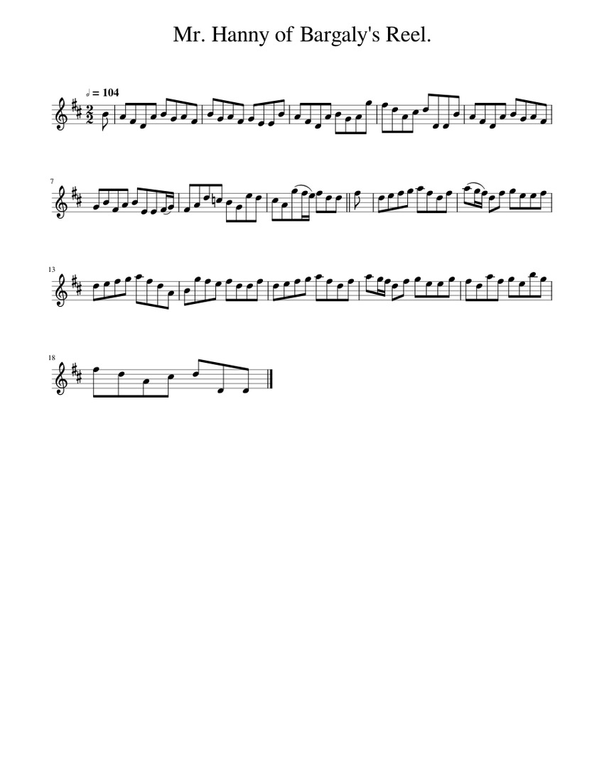 Mr. Hanny of Bargaly's Reel. Sheet music for Piano (Solo) | Musescore.com
