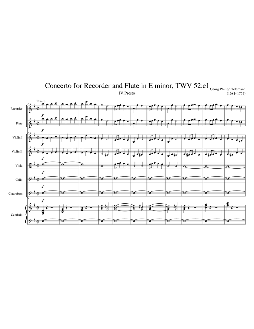 Georg Philipp Telemann (1681-1767) - Concerto for Recorder and Flute in ...