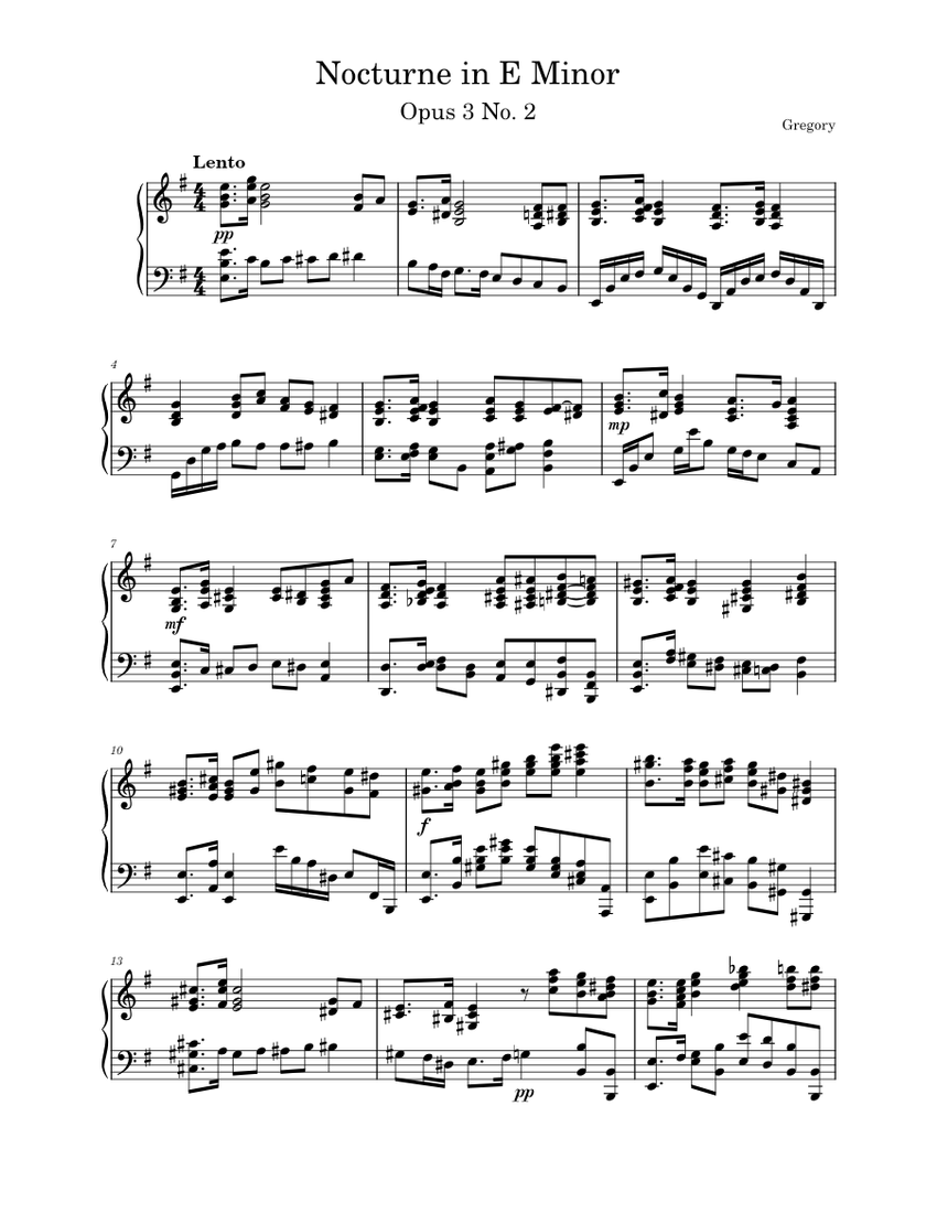 Nocturne in E Minor - piano tutorial