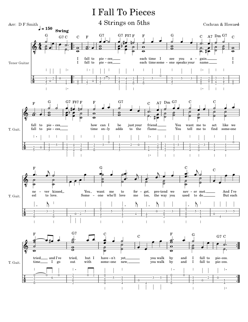 I fall to pieces – Patsy Cline Sheet music for Guitar (Solo ...