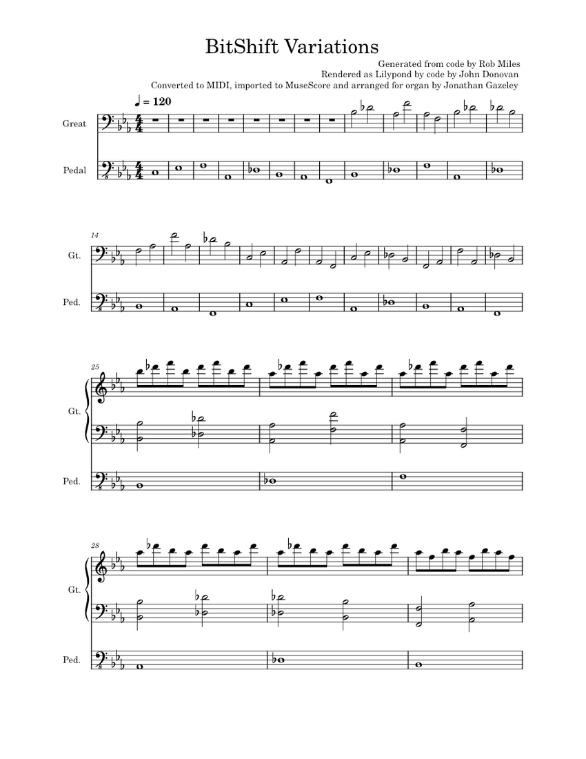 BitShift Variations in C Minor for Pipe Organ Sheet Music for Organ ...