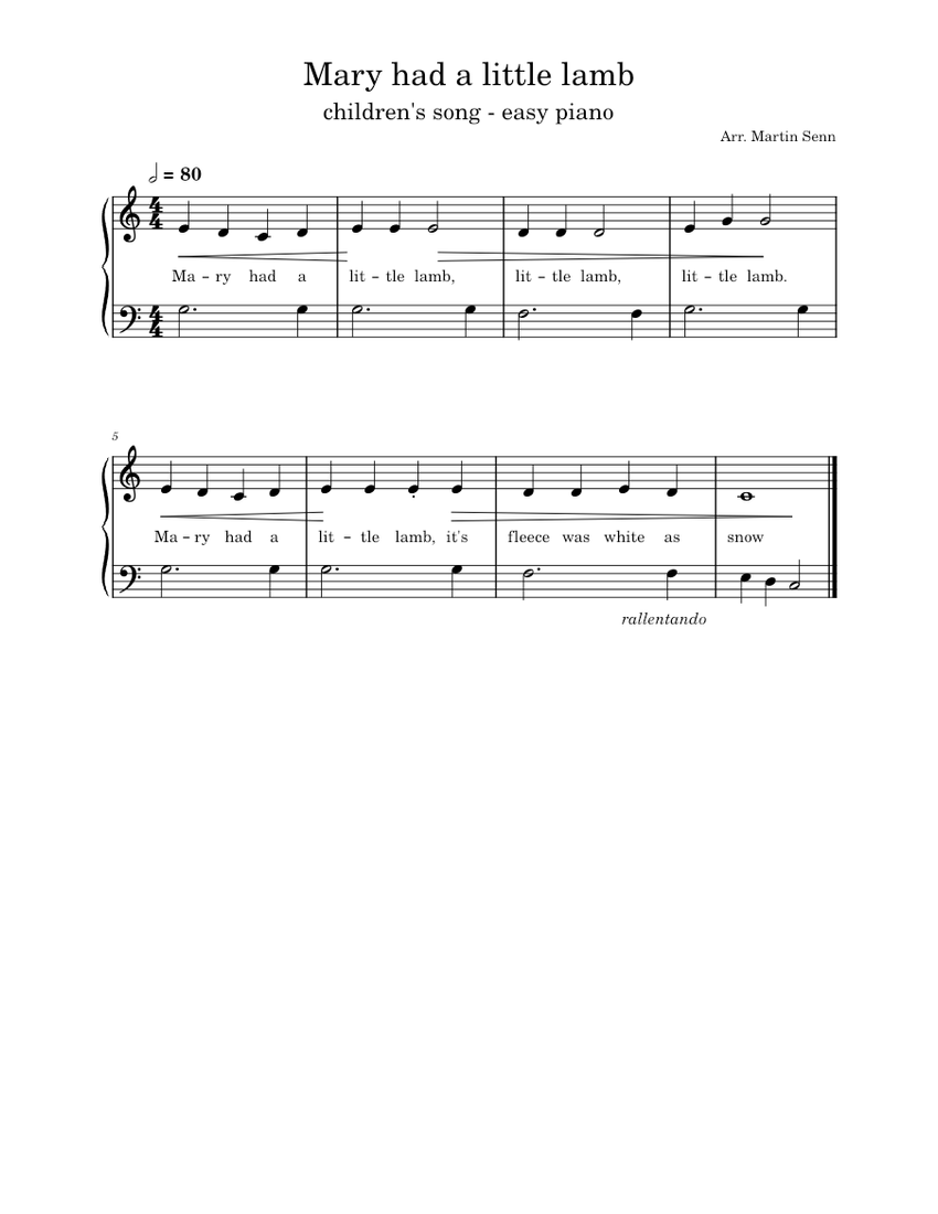 Mary Had a Little Lamb – Sarah Josepha Buell Hale - piano tutorial