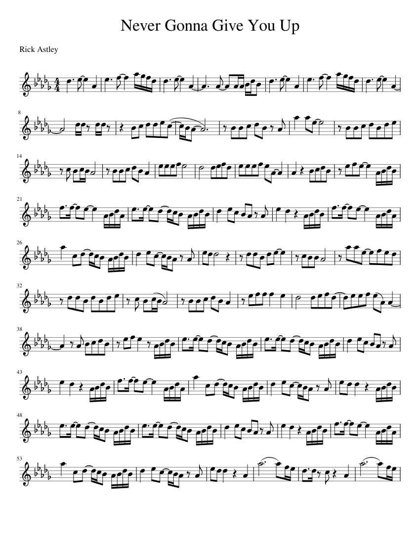 Never_Gonna_Give_You_Up Sheet music for Piano (Solo) | Musescore.com