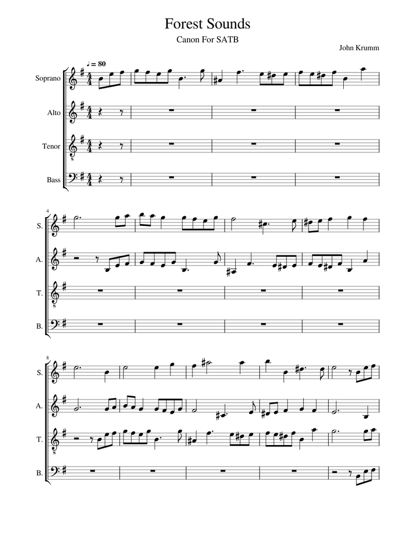 Forest Sounds - J. Krumm - SATB Sheet music for Soprano, Alto, Tenor ...