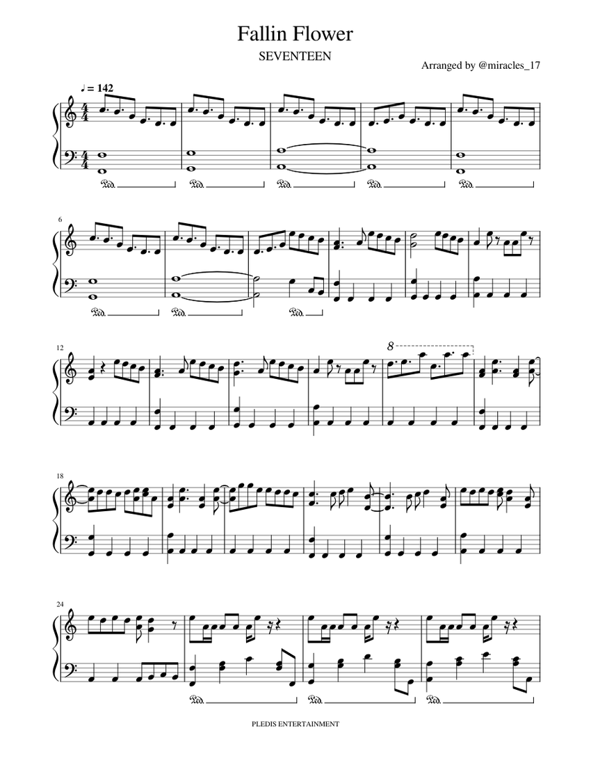 SEVENTEEN - Fallin Flower Sheet Music for Piano (Solo) | MuseScore.com